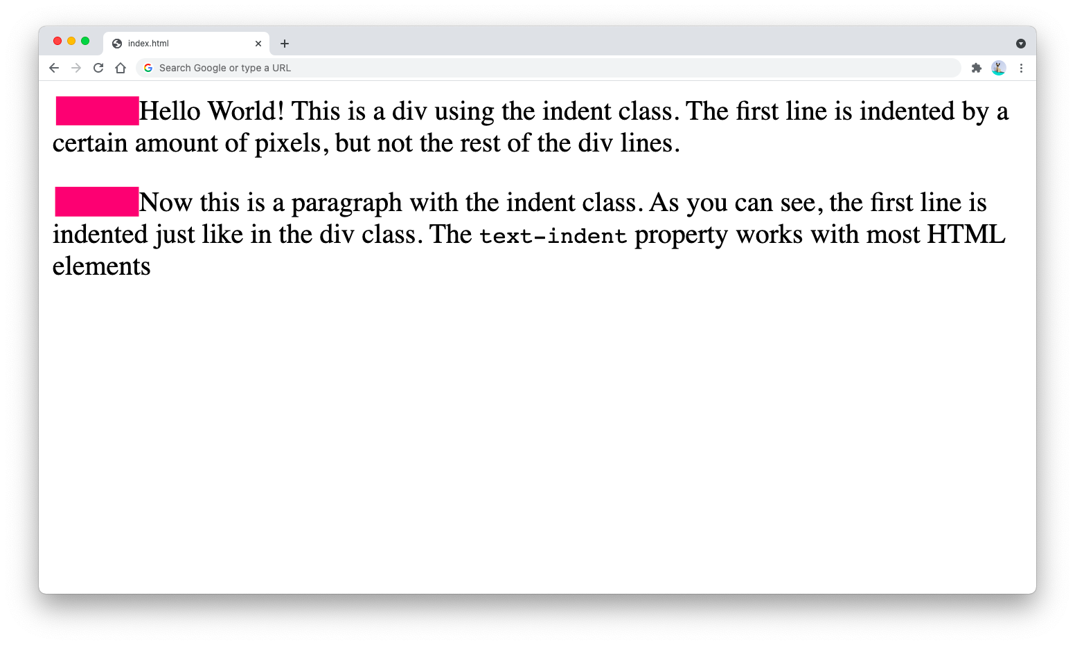 CSS How To Indent Text In HTML Documents Sebhastian